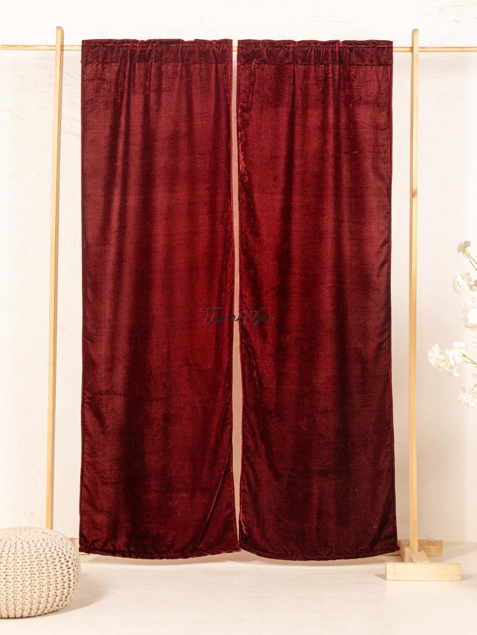 Shop Maroon Velvet Window 2 Panel Curtains | theartboxstore